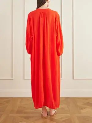 LES VACANCES D’IRINA Les Vacances D'irina Gathered Cotton Maxi Dress