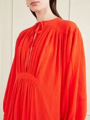 LES VACANCES D’IRINA Les Vacances D'irina Gathered Cotton Maxi Dress