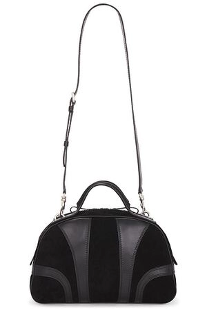 Dries Van Noten Dustin Large Bag In Suede With Leather Trim - Black