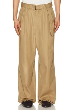 Dries Van Noten Wide Leg Belted Cotton Trousers