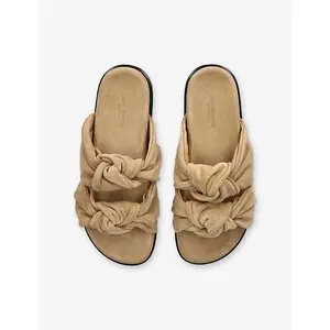 Dear Frances Tye Suede Slides With Knot Detailing