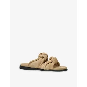 Dear Frances Tye Suede Slides With Knot Detailing