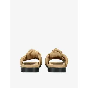 Dear Frances Tye Suede Slides With Knot Detailing