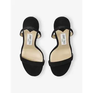 JIMMY CHOO Jenn 100 Suede Slingback Sandals - Black