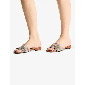 JIMMY CHOO Dina Chevron Raffia Flat Sandals