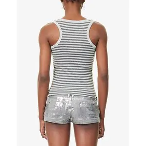 JADED LONDON Striped Eyelet Cotton-blend Vest