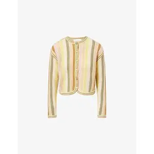 Zimmermann Indra Stripe Crochet Cotton Cardigan - Multi