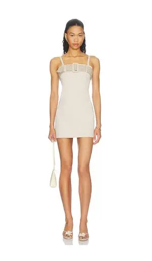 My Beachy Side Alba Strap Denim Strap Mini Dress - Neutral