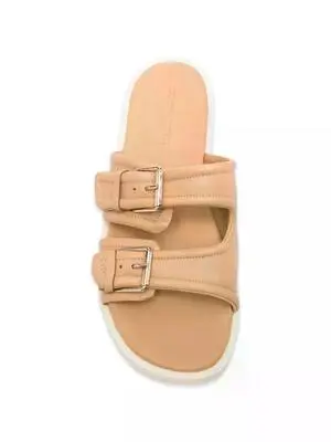 SERGIO MORETTI FIRENZE Buckle-fastening Leather Flat Sandals - Neutrals