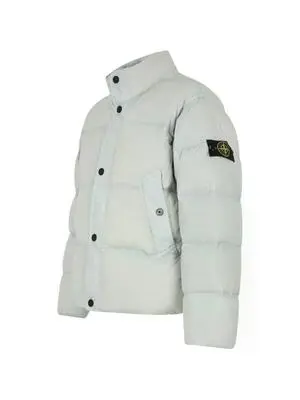Stone Island Quilted Down Jacket With Stand Collar - Blue