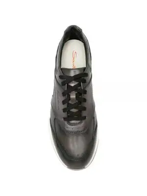 Santoni Panelled Leather Sneakers