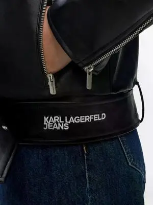 Karl Lagerfeld Panelled Raw-cut Denim And Leather Jacket