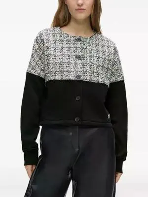 Karl Lagerfeld Boucle-panelled Jersey Cardigan