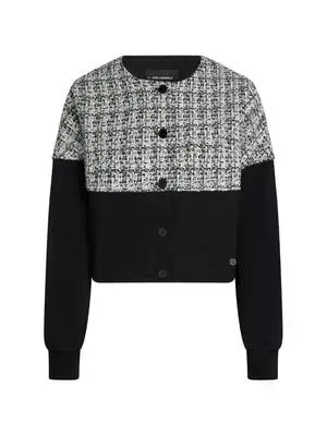 Karl Lagerfeld Boucle-panelled Jersey Cardigan - Black