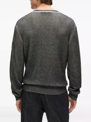 Karl Lagerfeld Waffle-knit Crew Neck Sweater With Logo Patch
