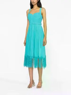 SELF-PORTRAIT Bustier Dress With Pleated Skirt And Lace Trim