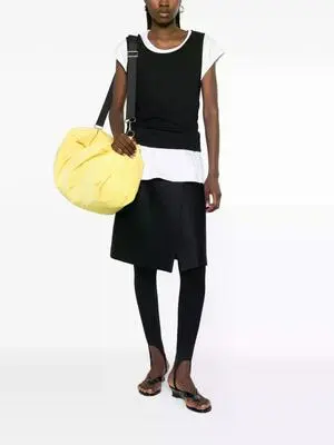 LII Layered Design Cap-sleeve T-shirt - Black