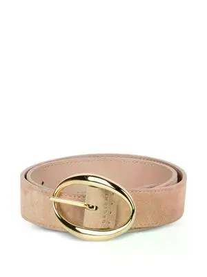 Orciani Oval Buckle Suede Belt - Neutrals