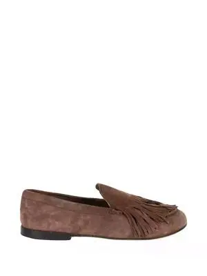 JVAM Suede Loafers With Fringe Detail - Brown