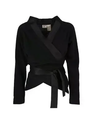 MONDRAIN Belted Wrap Cardigan - Black