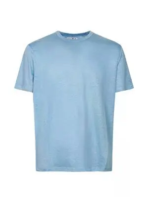 MC2 SAINT BARTH Ecstasea Pure Linen T-shirt With Logo Embroidery - Blue