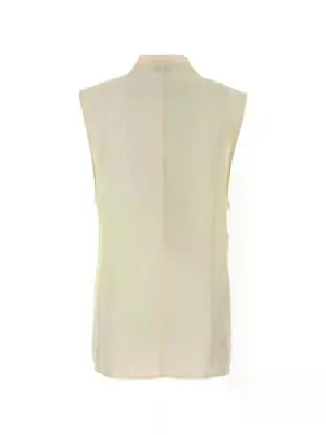 Le Kasha Sleeveless Band Collar Button-up Blouse