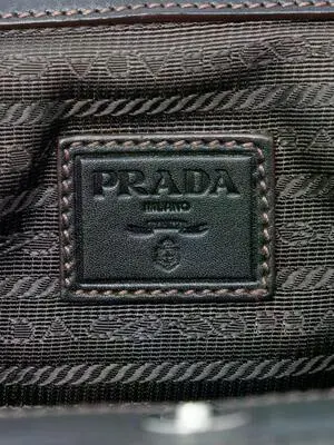Prada Canvas Canapa Logo Frame Pouch - Brown