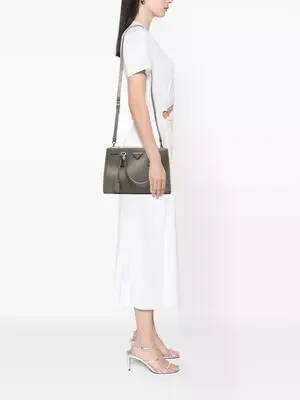 Prada Saffiano Leather Double Zip Satchel - Grey