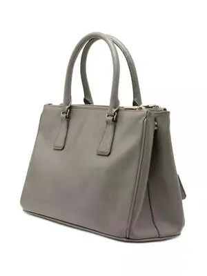 Prada Saffiano Leather Double Zip Satchel - Grey
