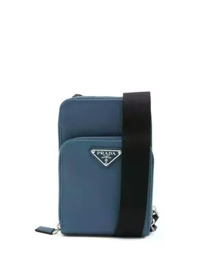Prada Saffiano Leather Smartphone Case Crossbody Bag - Blue