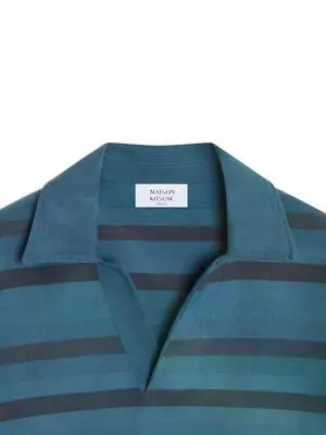 Maison Kitsuné Striped Short-sleeve Polo-collar T-shirt