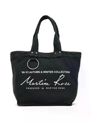 Martine Rose Martine Rose Logo-Print Ring Detail Tote Bag Black