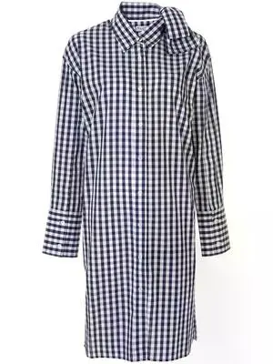 JW Anderson Check Bow Collar Shirt Dress - Blue