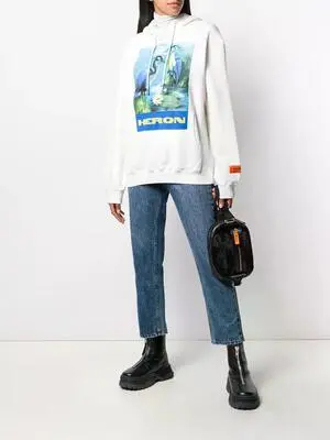 Heron Preston Cotton Graphic Print Hoodie - White