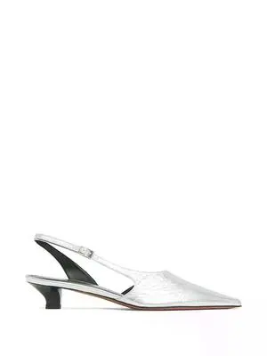 MANSUR GAVRIEL Anna Metallic-effect Leather Heeled Pumps - Silver
