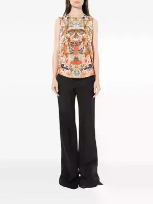 Alexander McQueen Sleeveless Floral Skull Print Vest - Orange