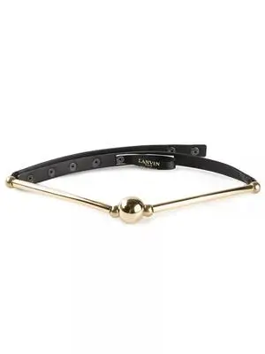 LANVIN Leather Belt With Gold Tone Hardware - Metallic