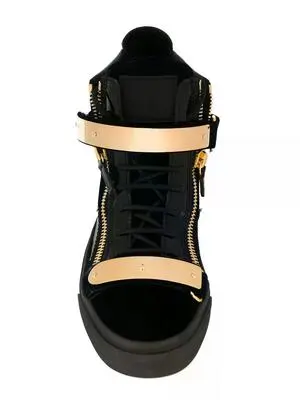 GIUSEPPE ZANOTTI Zip Detail High-top Velvet Trainers - Blue