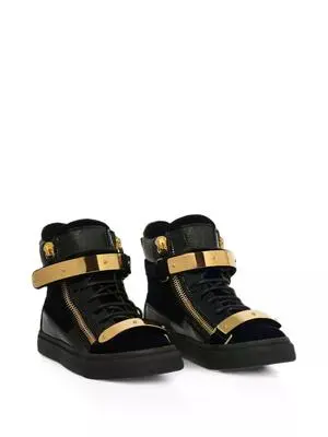 GIUSEPPE ZANOTTI Zip Detail High-top Velvet Trainers