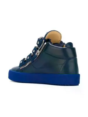 GIUSEPPE ZANOTTI Royce High Top Sneakers With Chain Detail - Blue
