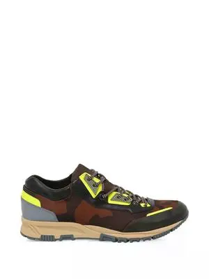 LANVIN Khaki And Black Paneled Sneakers - Green