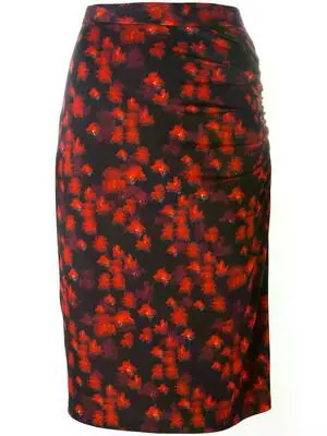 Givenchy Abstract Floral Print Pencil Skirt - Red