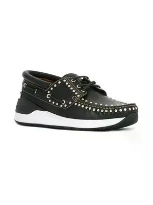 Givenchy Leather Studded Boat Shoes - Black