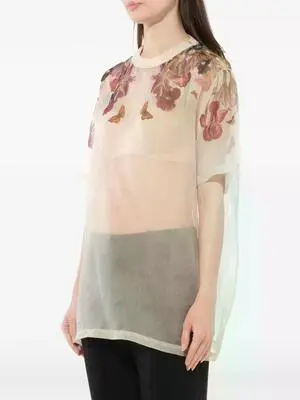 Givenchy Floral Print Sheer T-shirt - Neutrals