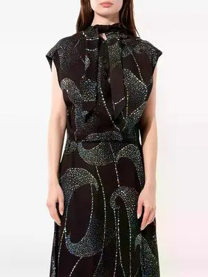 Balenciaga Printed Crepe Midi Dress - Black