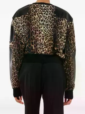 Givenchy Leopard Print Leather Panel Cropped Jumper