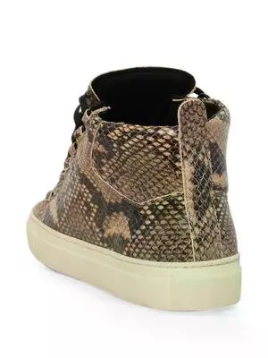 Balenciaga Snakeskin Effect Lace-up High Top Sneakers