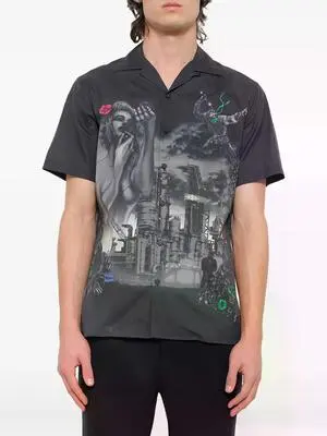 LANVIN Printed Bowling Shirt - Black