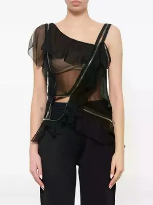 Givenchy One-shoulder Silk Top With Ruffles