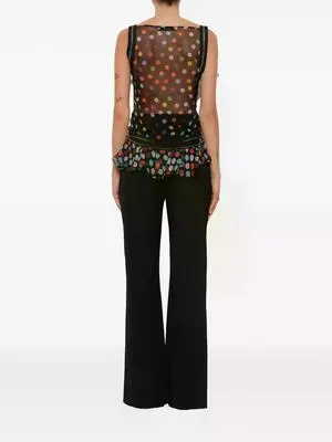 Givenchy Asymmetrical Zip Detail Sheer Polka Dot Top